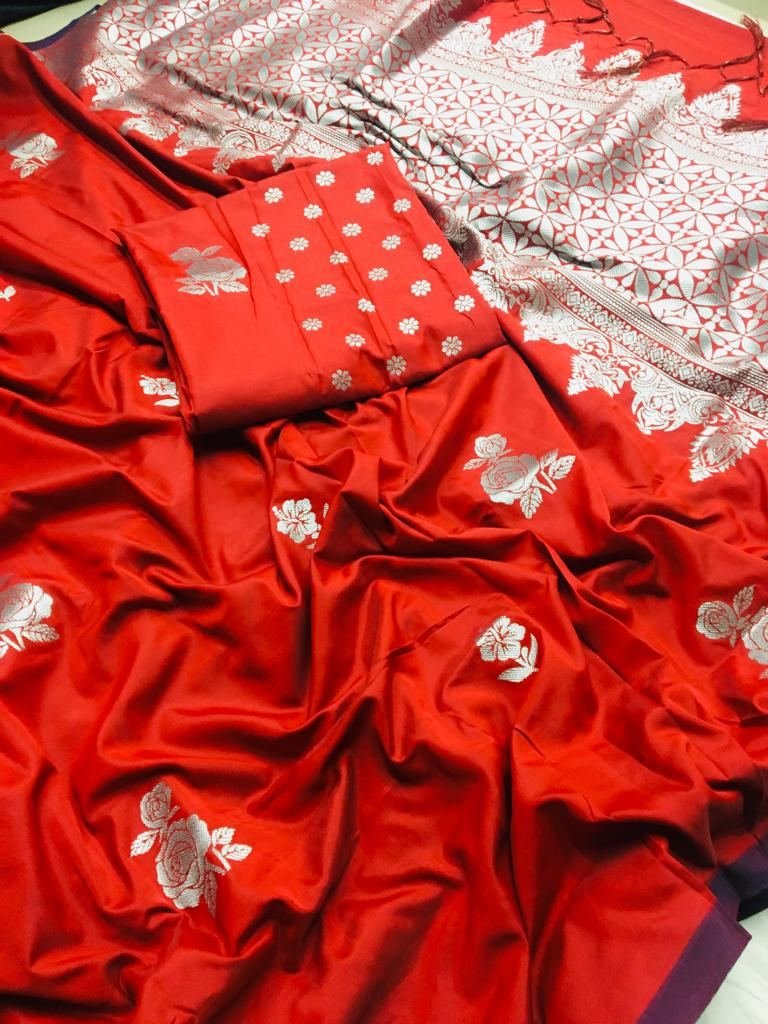 Buy Gulab Red Color at Rs. 849 online from Surati Fabric SILK SAREE ...