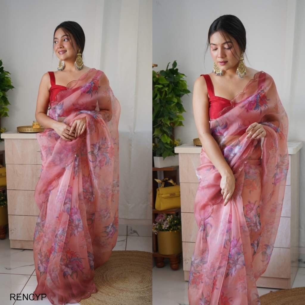 Buy Pink Organza Printed Rency Catalog at Rs. 749 online from Surati ...